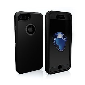 iPhone 7 Plus Case, ToughBox® [Armor Series] [Shock Proof] for Apple iPhone 7 Plus Case [Built in Screen Protector] [with Holster & Belt Clip] [Fits OtterBox Defender Series Belt Clip] (■ Black)