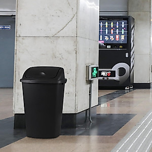 Easymanie 4-Pack 70 Litre Plastic Swing Top Trash Can, Large Kitchen Garbage Can with Swing Lid, Black