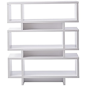 Monarch Specialties 2532 Bookshelf, Bookcase, Etagere, 4 Tier, 55" H, Office, Bedroom, Laminate, White, Contemporary, Modern Bookcase-55 Style, 47.25" L x 12" W x 54.75" H