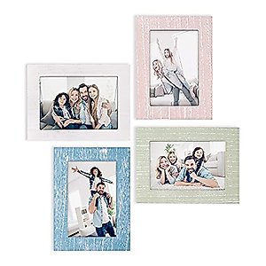 eletecpro 4x6 Picture Frame Set of 4 - Wooden Designs Wall Decor - Table Top & Wall Mount Photo Frame - Vertical & Horizontal - Rustic Home Décor Picture Frames