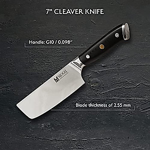 MJOGEE Damascus Chef Knife - Professional Japanese Chef Knife - Santoku Knife 7 inch - Carbon Steel Chef Knife - Vegetable Knife - Meat Slicing Knife - Nakiri Knife Japanese - Ergonomic Handle