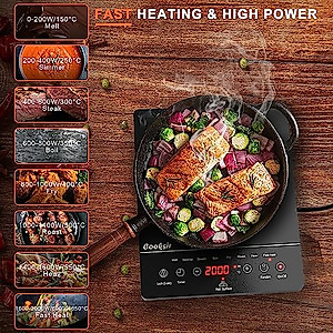 Cooksir Single Burner Electric Cooktop, Portable One Burner Electric Stove, 1800W Small Infrared Electric Burner with Child Safety Lock, Timer, Overheat Protection, Touch Control, 110V-120V Plug in