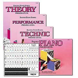 Bastien Piano Basics Primer Level Learning Set by Bastien - Lesson, Theory, Performance, Technique & Artistry Books & Juliet Music Piano Keys 88/61/54/49 Full Set Removable Sticker