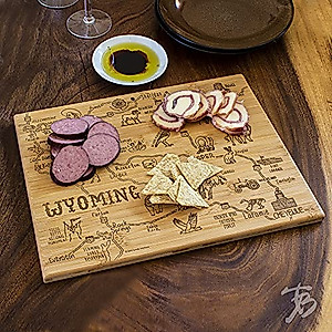 Totally Bamboo Destination Wyoming State Shaped Serving and Cutting Board, Includes Hang Tie for Wall Display