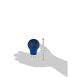 Amazon Basics A19 Blue Color Party LED Light Bulb, 60 Watt Equivalent, Energy Efficient 9W, E26 Standard Base, Non-Dimmable, 10,000 Hour Lifetime , 2-Pack