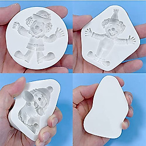 3D Halloween Clown Silicone Rubber Flexible Food Safe Mould Clay Resin Ceramics Candy Fondant Candy Chocolate Soap Mould Silicone Molds For Baking Epoxy Resin Baking Cakes Resin Crafts Resin Casting