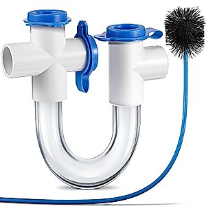 3/4 Inch Standard Condensate Trap with Cleaning Brush, PVC U Trap for HVAC Systems, Air Conditioner, Effectively Drains Condensate (1 Pack)