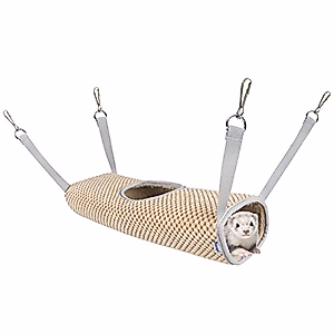 Niteangel Tunnel Hamster Hammock for Small Animals, Tunnel Tube Rat Ferret Toy (Yellow)