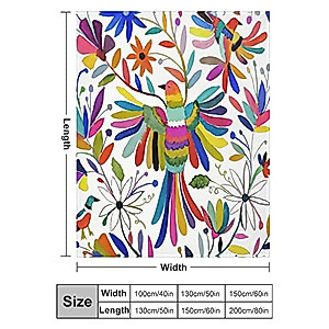 Otomi Bird Flannel Fleece Throw Blankets 50"X40" Lightweight Fluffy Winter Fall Blanket Cozy Soft Fuzzy Plush Home Decor for Couch Bed Sofa Bedroom Living Room Travel