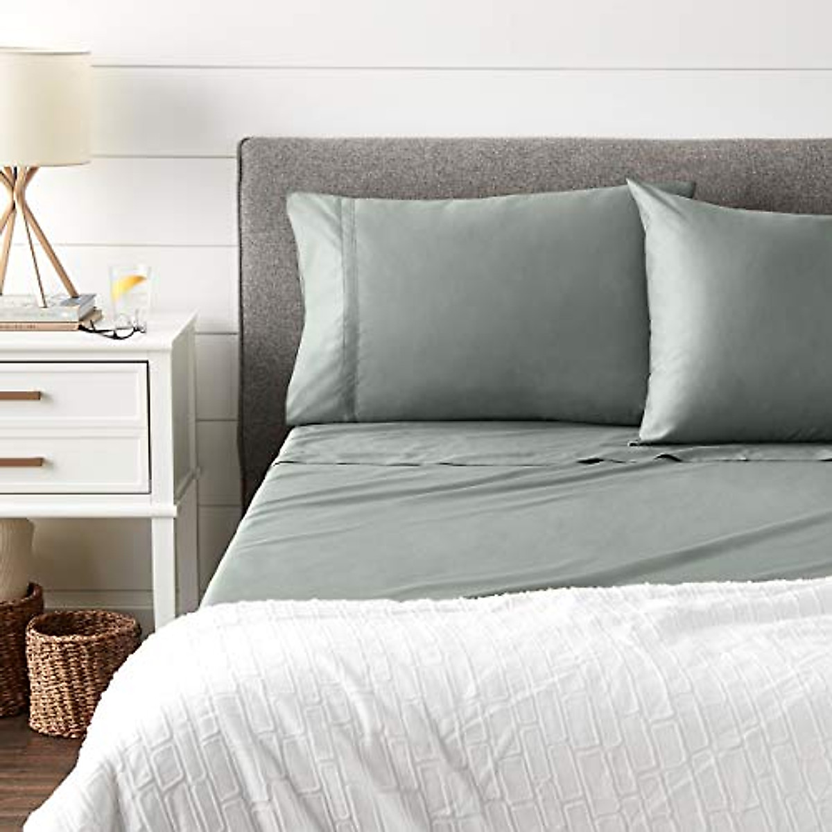 Pointehaven 620 Thread Count 100% Long Staple Cotton Deep Pocket Oversized Super Soft Sateen Sheet Set, Queen, Grey