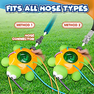 Chuchik Water Sprinkler for Kids, Toddler Outdoor Toys - Backyard Spinning Turtle Kids Sprinkler Toy - Summer Toys Splashing Fun - Sprays Up to 8ft High - Attaches to Garden Hose, Kids Outdoor Toys