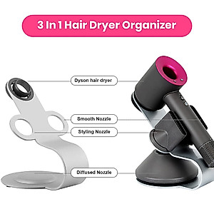 Foho Hair Dryer Holder Compatible for Dyson Supersonic, Aluminum Alloy Stand Hanger, Stable Desktop Magnetic Hair Dryer Support Storage, Bathroom Organizer