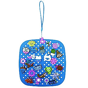 Shoe Charms Organizer_Shoes Hanging Jewelry Holder for Croc Charms ,Portable Roll Storage Bag Wall Mounted Hanging Display Stand (black&blue) (S AND R)