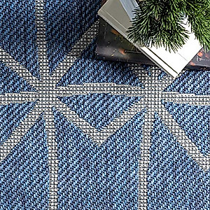 nuLOOM Saunders Geometric Indoor/Outdoor Area Rug, 3' 6" x 5', Blue