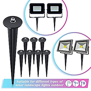 Zhengmy 8 Packs Threaded Spike Flood Light Ground Stake Metal Replacement Stakes for Solar Lights Outdoor LED Solar Light Stakes with 8 Hex Screws for Gardens Yard Path Lawn 6.3 Inches
