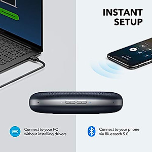 Anker PowerConf Bluetooth Speakerphone, 6 Mics, Enhanced Voice Pickup, 24H Call Time, Bluetooth 5, USB C, Zoom Certified Bluetooth Conference Speaker, Compatible with Leading Platforms For Home Office