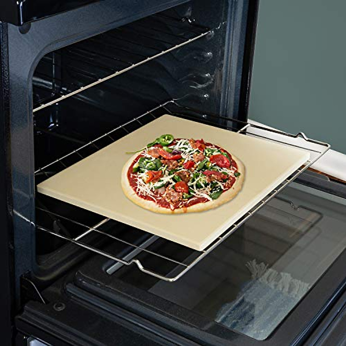 Honey-Can-Do KCH-09011 Pizza Stone, 14" x 16", natural clay