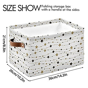 xigua Cute Holiday Stars Square Storage Basket,Collapsible Sturdy Fabric Storage Basket Cube W/Handles for Clothes Toy Closet(1 pcs)