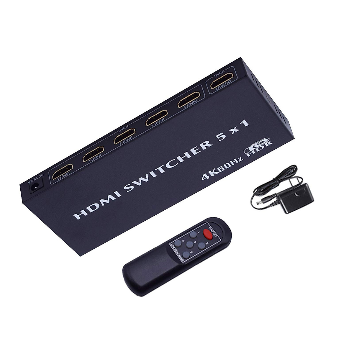 HDMI Switch Box 5 in 1 out- HBAVLINK 5 Port HDMI Switcher with Remote Video Switch Selector Hub for TV, Support HDMI 2.0 4K 60Hz 1080P 720P ARC CEC HDCP HDR for Roku Apple TV PS4 Xbox Blu ray Player