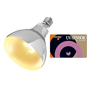 WACOOL Reptile Heat Lamp UVA UVB Reptile Light All in One, Simulated Full Spectrum Basking Sunlight Bulb for Reptile Amphibian Tortoise Snake Gecko Bearded Dragon Use + UVB Sensor Card 1PC
