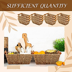 Marsui 12 Pcs Small Wicker Baskets for Gifts Empty Hand Woven Seagrass Rattan Towel Baskets for Bathroom Bin Organizer Shelf Pantry Baskets for Gifts Storage Towel Kitchen Toilet Living Room (Brown)