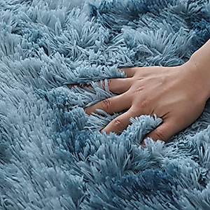 Modern Area Rugs for Bedroom Living Room Ultra Soft Fluffy Throw Carpets for Girls Boys Kids Room Shaggy Fluffy Rugs (2X3Feet, Dark Blue)