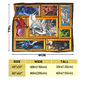 Dragon Blanket for Boys Men Dragon Throw Blanket for Kids Adults Ultra Soft Cozy Flannel Blanket for Couch Sofa ​Bed Blanket (50" x 60")