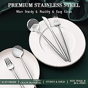 40-Piece Silverware Set for 8, CEKEE Stainless Steel Flatware Cutlery Set for Home Restaurant Hotel Apartment, Kitchen Utensils Set Included Knife Spoon and Fork Set- Mirror Polished & Dishwasher Safe