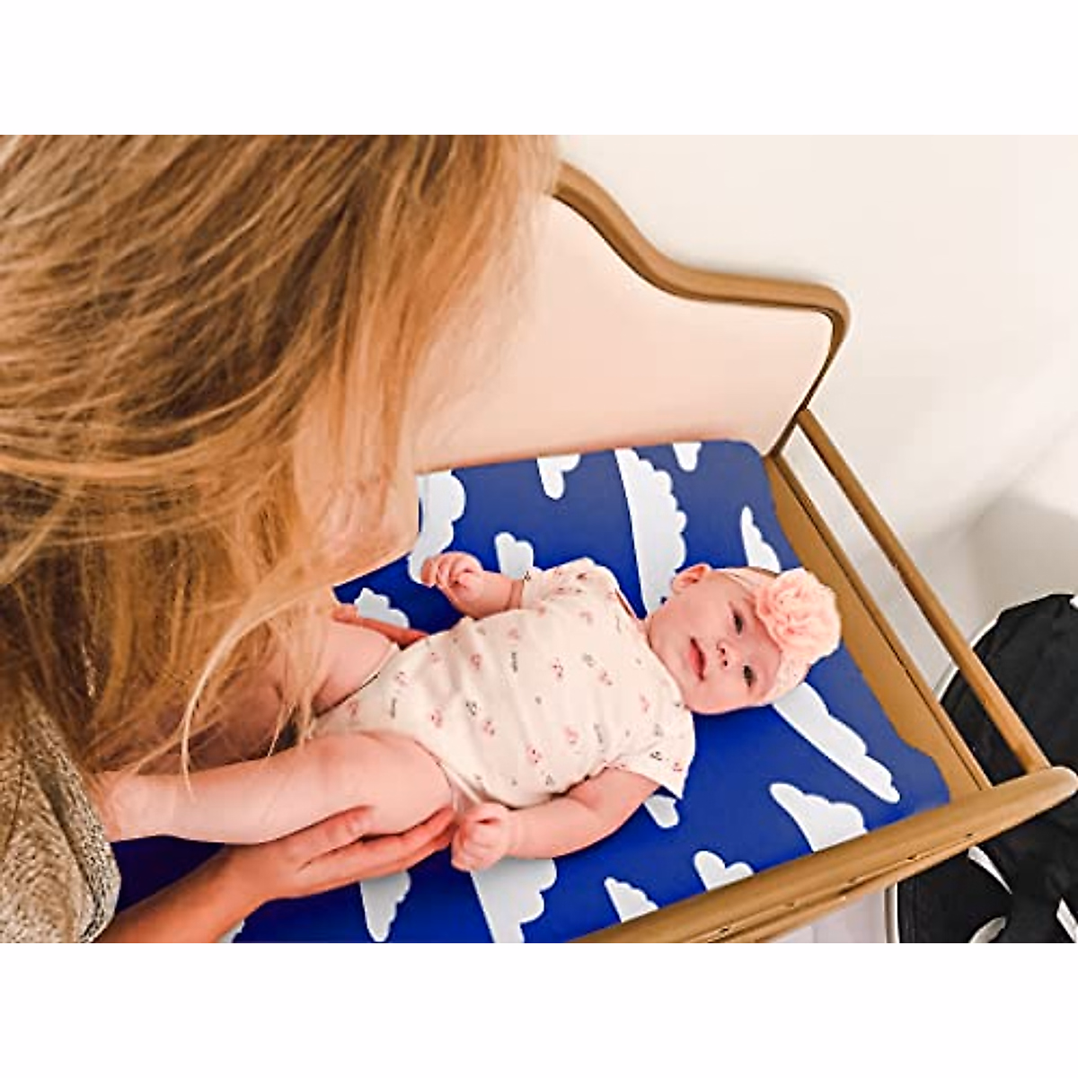 Changing Pad Cover – Premium Baby Changing Pad Covers 4 Pack – Boy or Girl Changing Pad Cover – Pure Cotton Machine Washable Navy and White Changing Table Cover – Diaper Changing Pad Cover Sheets