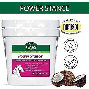 Stance Power Powdered Coconut Oil Horse Supplement - May Support Coat Condition, Digestive Health and Stamina, GMO & Sugar Free - 15 lb