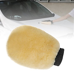 Lambswool Wash Mitt Single Side Lambs Wool Washing Mitt Gloves Car Cleaning Beige