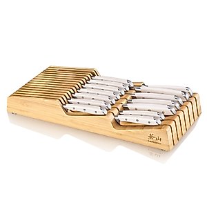 Cangshan ALPS Series 502827 German Steel Forged 15-Piece In-Drawer Knife Set with Bamboo Tray, (White)