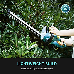 TERRADISE Cordless Hedge Trimmer with 2000mAh Battery Pack and Charger, Gardening Tool for Brush and Hedge Trimming, Electric Bush Cutter with 20" Dual Action Blades for Tree Branches Shrubs More