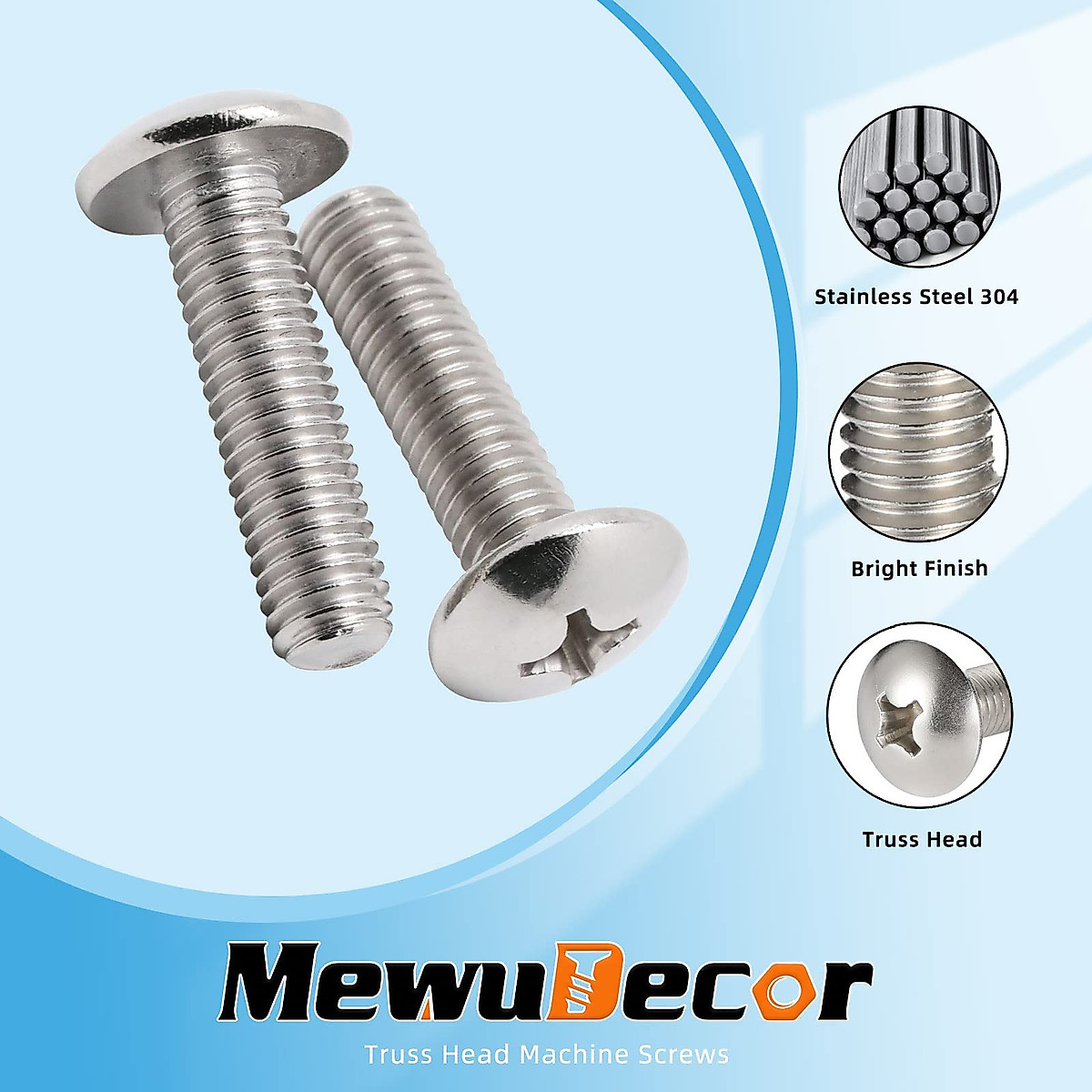 M4 x 25mm Truss Head Machine Screws for Cabinet Drawer Knob Pull Handle, Stainless Steel 18-8 (304), Bright Finish, 40 PCS