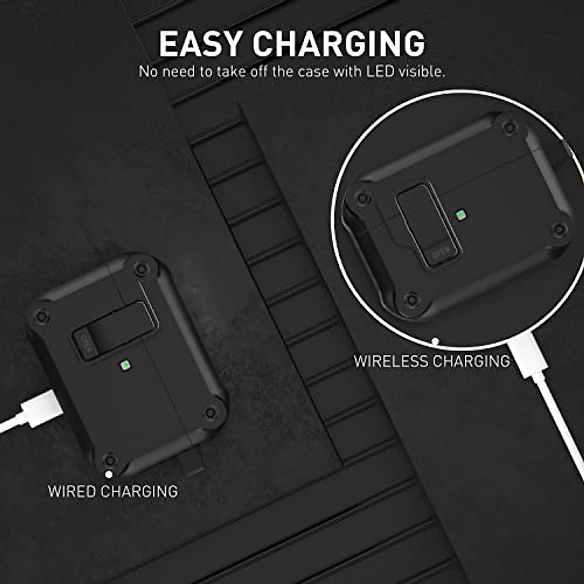 Winproo Airpods Pro 2nd Generation/1st Generation Case Cover with Automatic Lock, Hard Shell Full-Body Shockproof Protective Airpods Pro Case with Keychain for Men Women (Black)