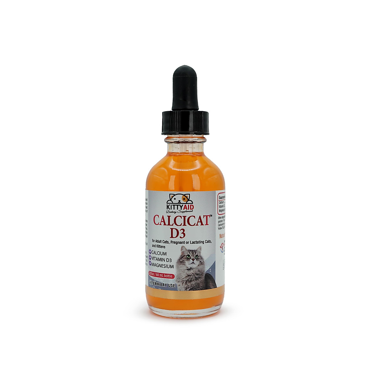Calcicat D3 Dietary Supplement by Interfarma Corp | Healthy Bones in Cats, & Joint Support Supplement for Cats | with Calcio, Vitamin D3, & Magnesium sulfate | Orange Flavor, Pediatric Drop.