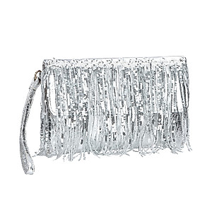 KUANG! Women Sparkling Glitter Evening Clutch Handbag Clutch Bag Sequin Tassels Purse Handbags for Party