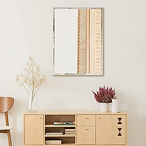 Amazon Brand – Pinzon Large Wall Mirror with Frame, Makeup Vanity Mirrors for Bathroom Living Room, 30x22 Inch, White