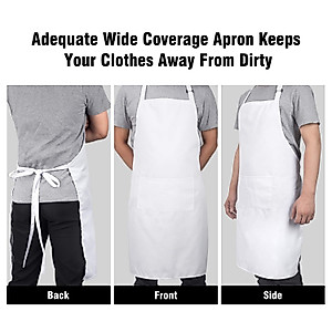 Xornis 2 Pack 100% Cotton Bib Aprons with 2 Pockets Kitchen Cooking, White
