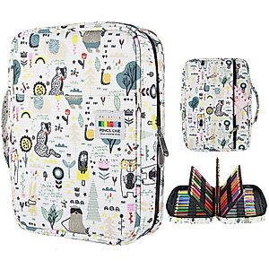 YOUSHARES Colored Pencil Case 220 Slots Pen Case Organizer With Handy Wrap & Zipper, Multilayer Holder for Prismacolor Colored Pencils & Gel Pen (Forest)