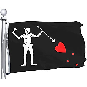 Rhungift Double Sides Pirate Edward Teach Flag Large 3x5 Ft, Moderate-Outdoor 100D Polyester,Canvas Header and Double Stitched- Bloody flags BlackBeard Halloween Flag