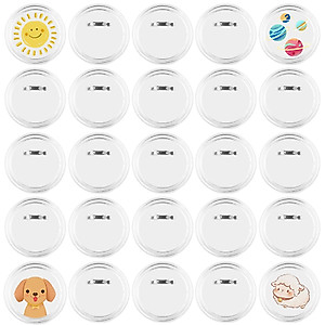 Anjetan 25 Pcs Button Badges with Pins, 3.15" Clear Button Badges, Acrylic Badge Makers for Craft Supplies, Blank Picture Button Badges Kit, Round Photo Buttons for DIY Projects