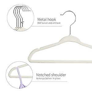ManGotree Baby Velvet Clothes Hangers, Kids Toddler Children’s Hangers for Clothes Space Saving Non-Slip (30 Pack, Cream)