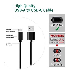 USB-C Charger Charging Cable Cord Wire Compatible for Logitech MX Keys Advanced Keyboard, Logitech Anywhere 3, MX Vertical, MX Master 3 Advanced Mouse, Brio 4k Webcam & More USB C New Mouse/Keyboard