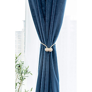 Magnetic Curtain Tiebacks, Decorative Curtain Clips Rope Holdbacks Tie Backs for Home Office Window Decoration, No Drilling and Holes Required, Beige