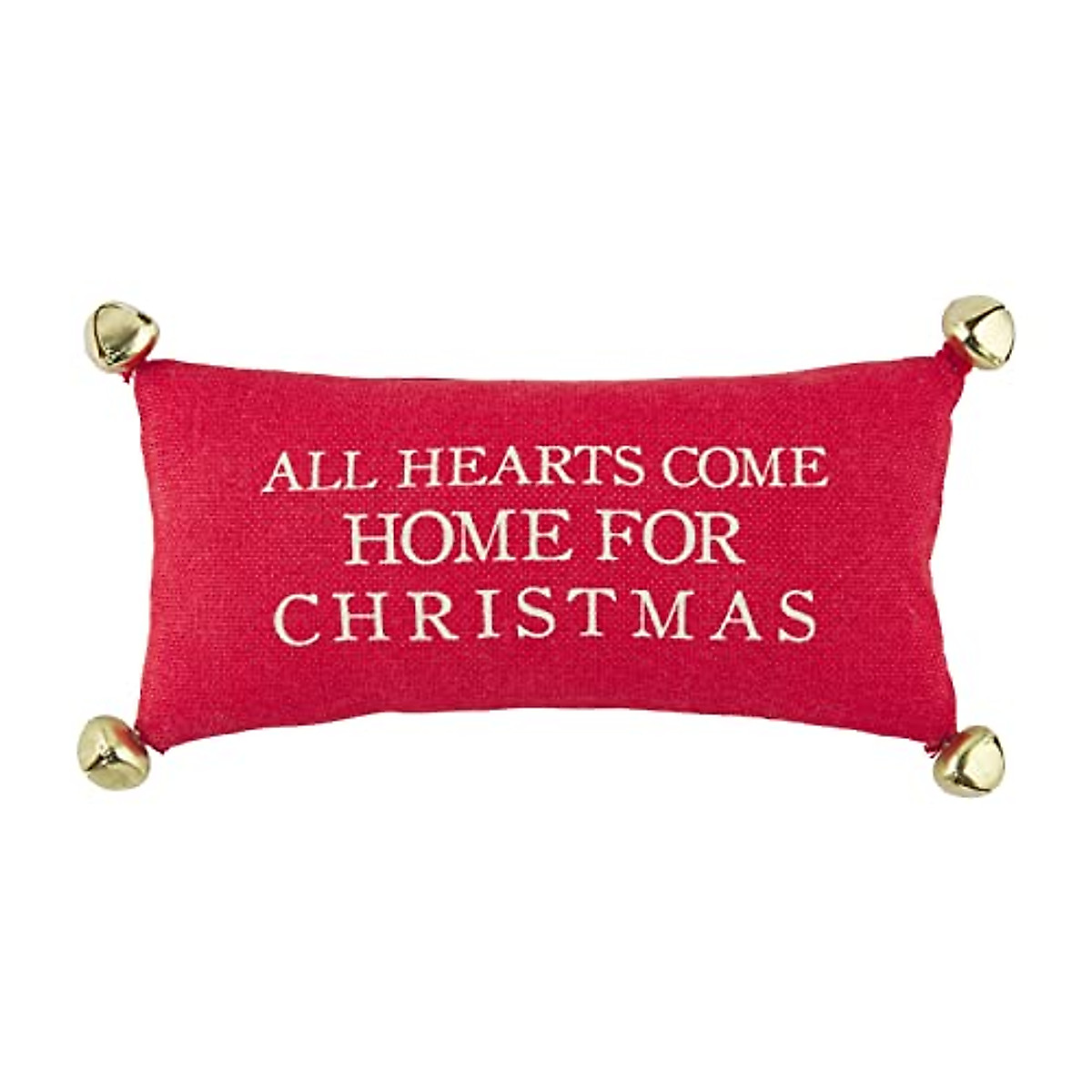 Mud Pie Christmas Merry Mini Bell Pillow, 12"x 6", Hearts 122 Count