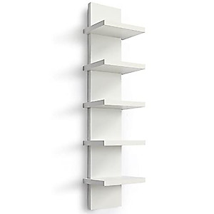 Homaterial 5 Tier Wall Shelf Unit,White Vertical Floating Shelf-Narrow Decorative Wall Mount Modern Wall Decor Shelves for Bedrooms, Living Rooms 5.5" x 7.2" x 31"