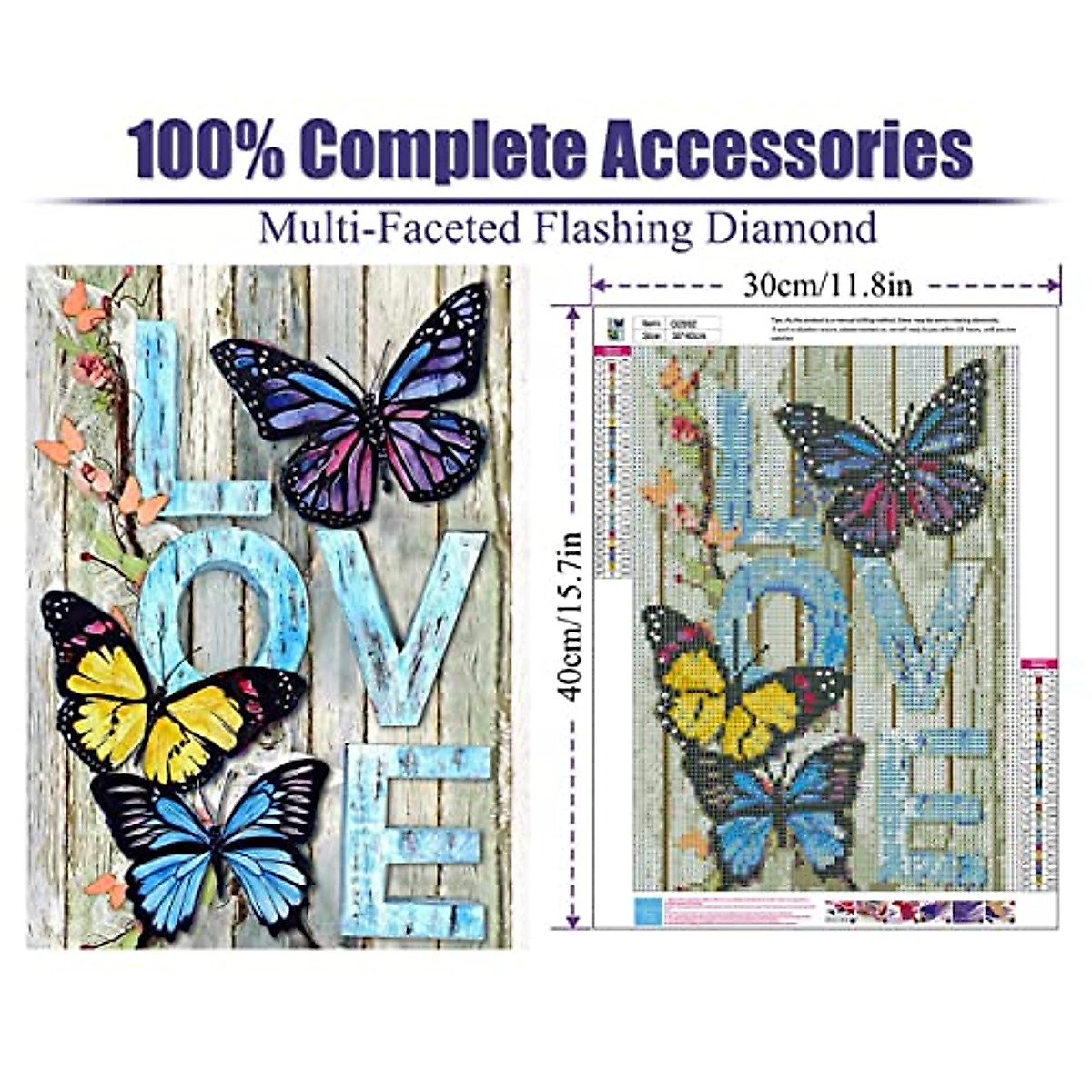 Diamond Painting Kits for Adults, 12x16 Inch DIY Paint by Numbers for Adults Beginner, DIY Full Drill Diamond Dots Paintings Picture Arts Craft for Home Wall Art Decor(Love Butterfly)