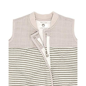 Little Unicorn Cotton Muslin Quilted Sleep Bag | 100% Cotton | Super Soft and Lightweight | Baby | Size Small: 0-6 Months | Machine Washable | 2.6 TOG (Grey Stripe)