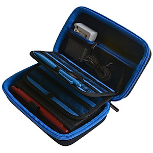 New 3DS XL Case, New 2DS XL Case, Deluxe Hard Protective Carrying Case for New Nintendo 3DS XL, 2DS XL - Fits AC Wall Charger, Travel Case with 16 Game Storage Holders - Blue